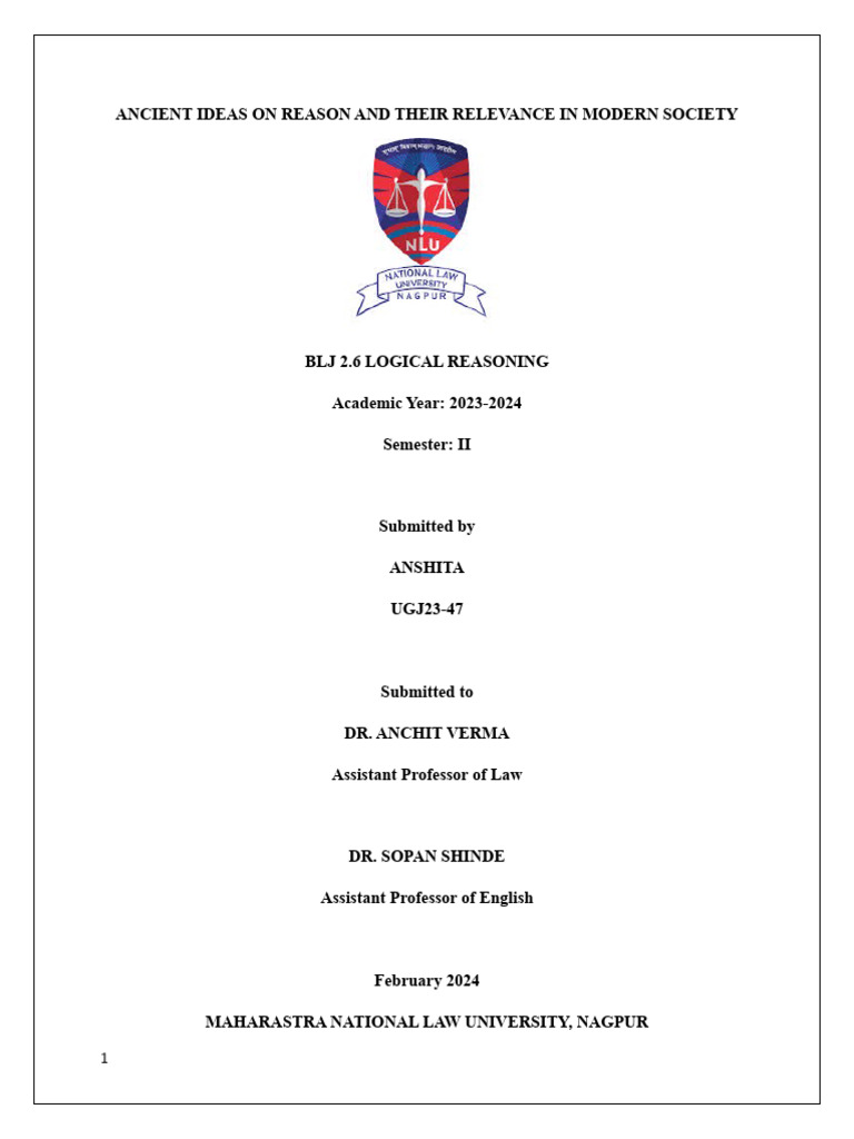 Logical Reasoning End Sem Project | PDF | Reason | Aristotle