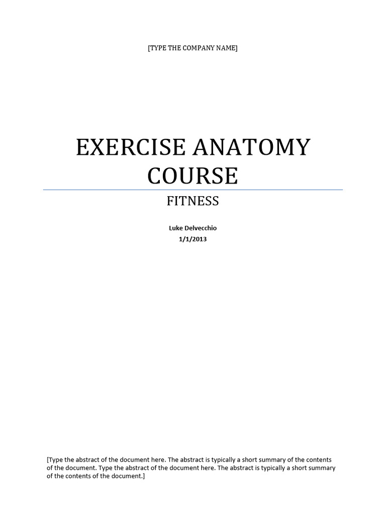 Exercise Anatomy Course | PDF | Anatomical Terms Of Motion | Bone