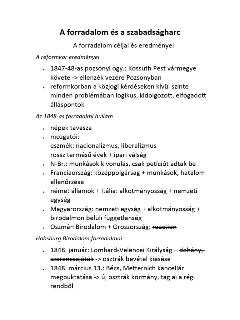 A Forradalom És A Szabadságharc | PDF