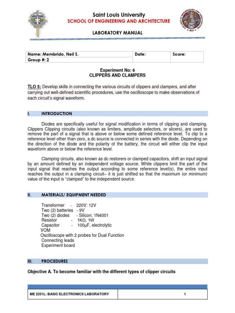 BasicElecLab Expt6 Individual Report | PDF | Electricity | Electronic ...