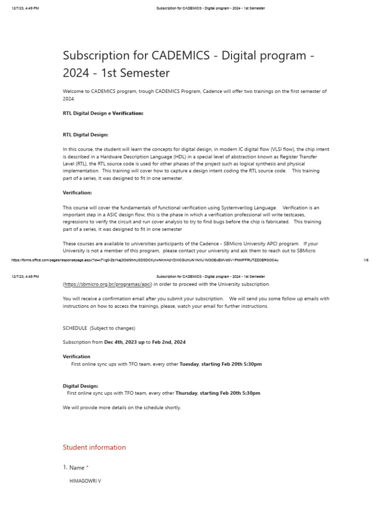 Subscription For CADEMICS - Digital Program - 2024 - 1st Semester | PDF ...