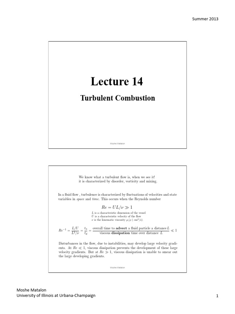 Notes Lecture 14 | PDF | Turbulence | Physics