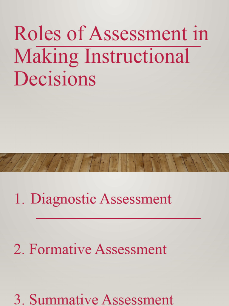 Roles of Assessment in Making Instructional Decisions | PDF | Educational Assessment | Behavior ...