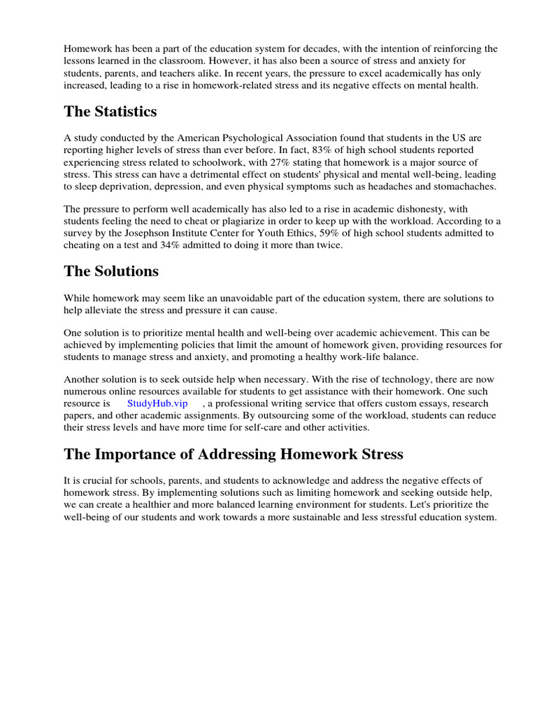 Homework Stress Statistics | Download Free PDF | Homework | Stress ...