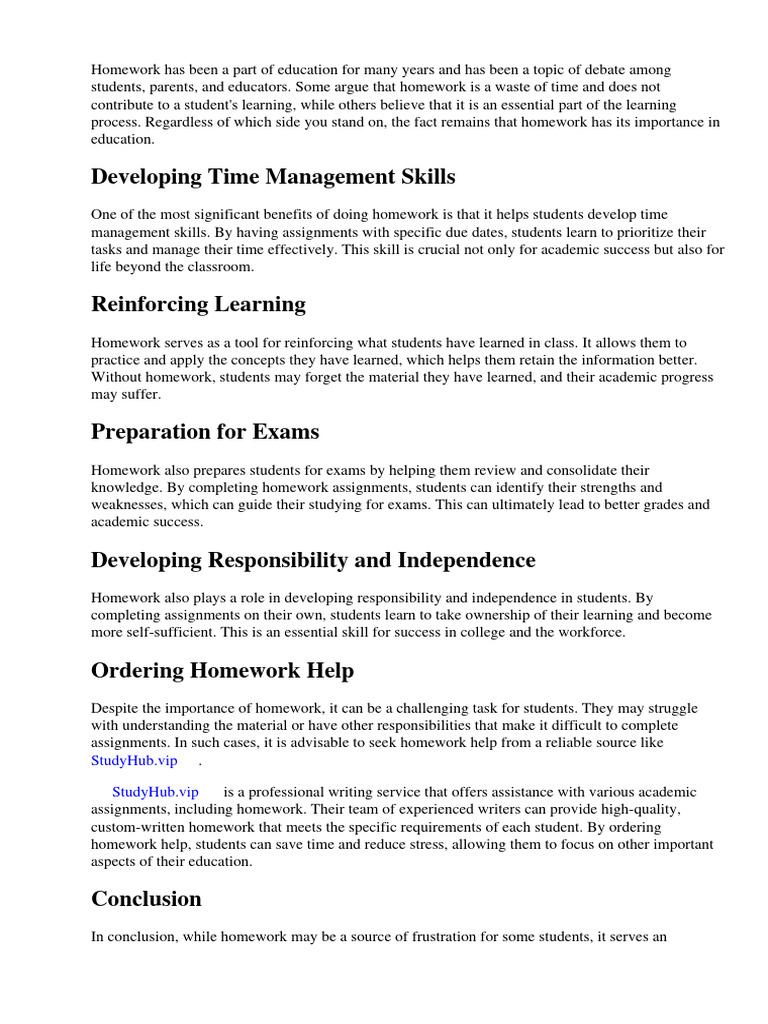 Importance of Doing Homework | PDF | Homework | Teachers