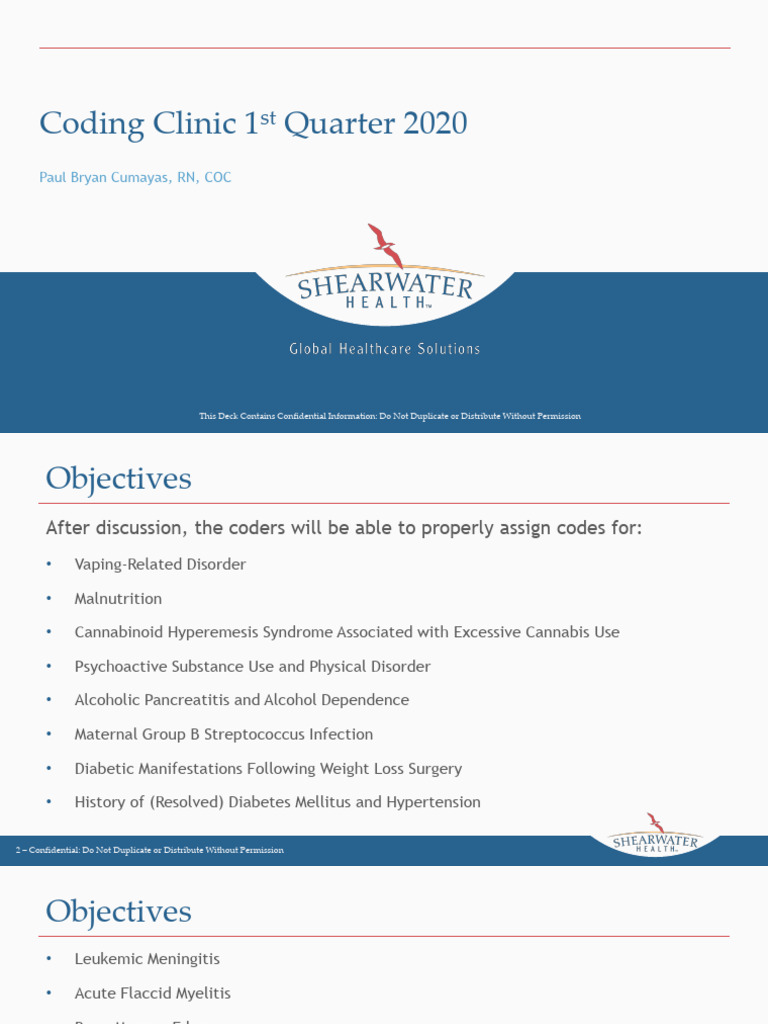 1Q 2020 CM Coding Clinics | PDF | Leukemia | Substance Abuse