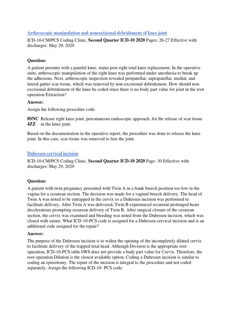 Q2 2020 PCS Coding Clinic | PDF | Caesarean Section | Cerebrospinal Fluid