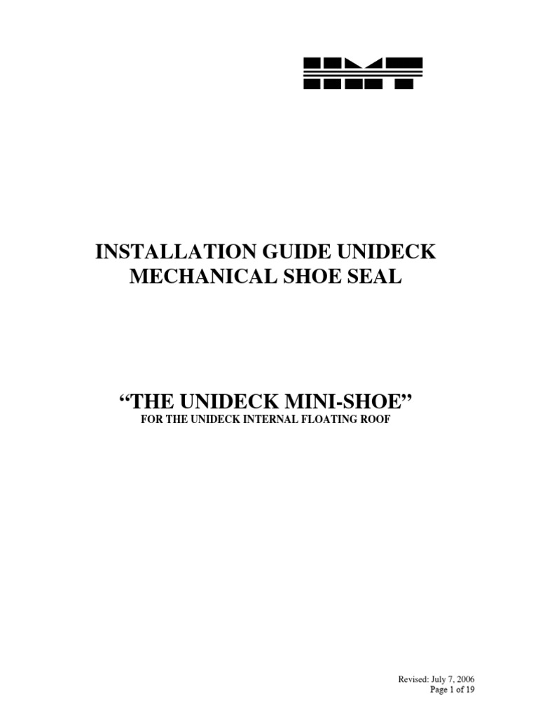 Unideck Shoe Seal Install Guide | PDF | Manufactured Goods