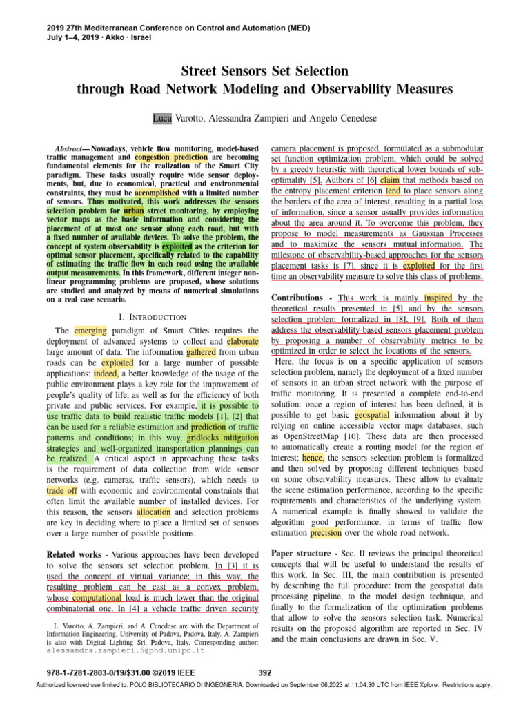 Street - Sensors - Set - Selection - Through - Road - Network ...