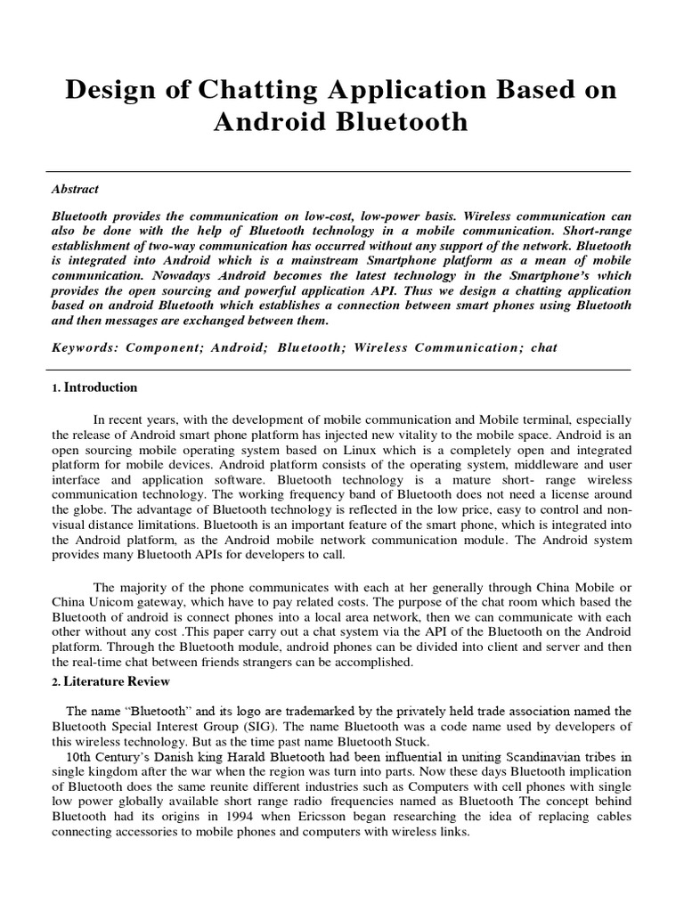 Android Bluetooth-Based Chatting App | PDF | Bluetooth | Android (Operating System)
