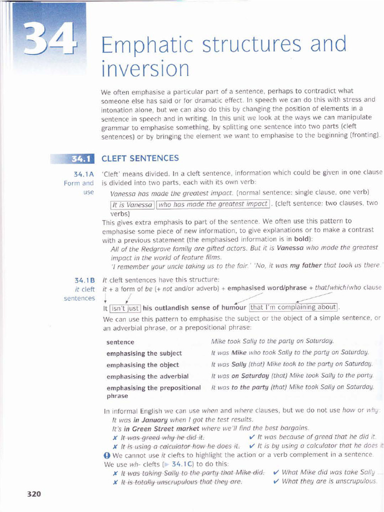 Inversion and Emphatic Structures - Adv. Grammar | PDF | Clause | Sentence (Linguistics)