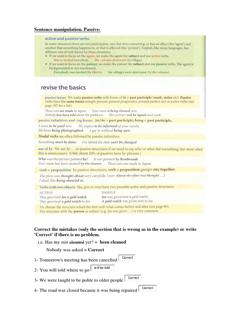 Sentence manipulation - Passive | PDF | Linguistics | Syntax