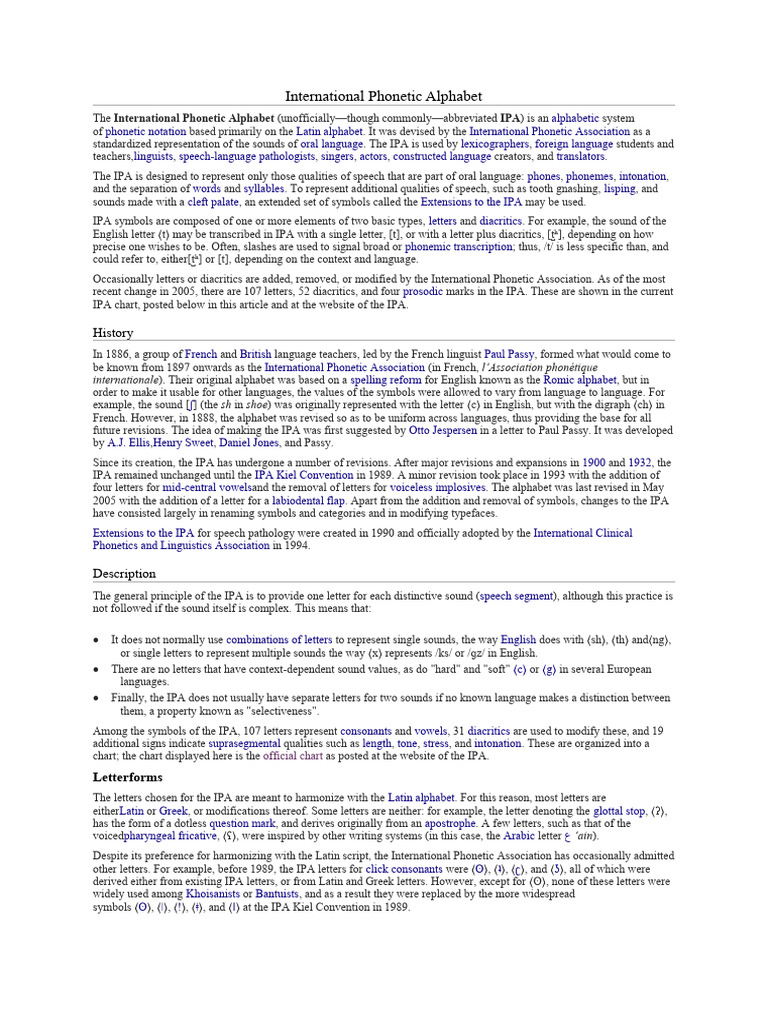 IPA (International Phonetic Alphabet) | PDF | Tone (Linguistics) | Vowel