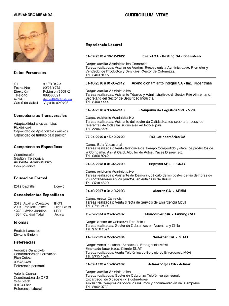 Currículum Alejandro Miranda | PDF | Industrias de servicio