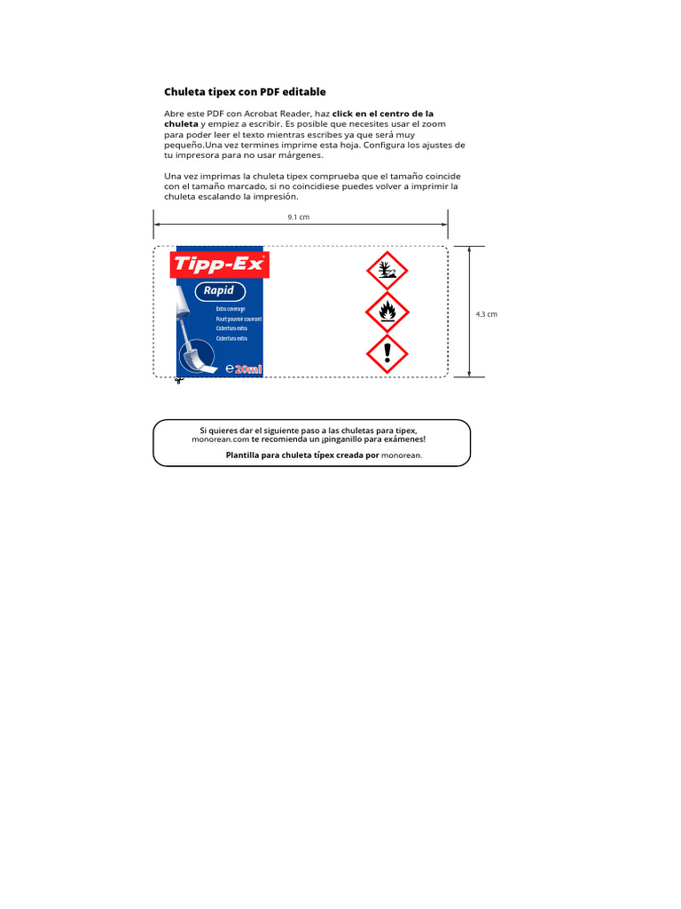Plantilla Tipex Chuletas | PDF