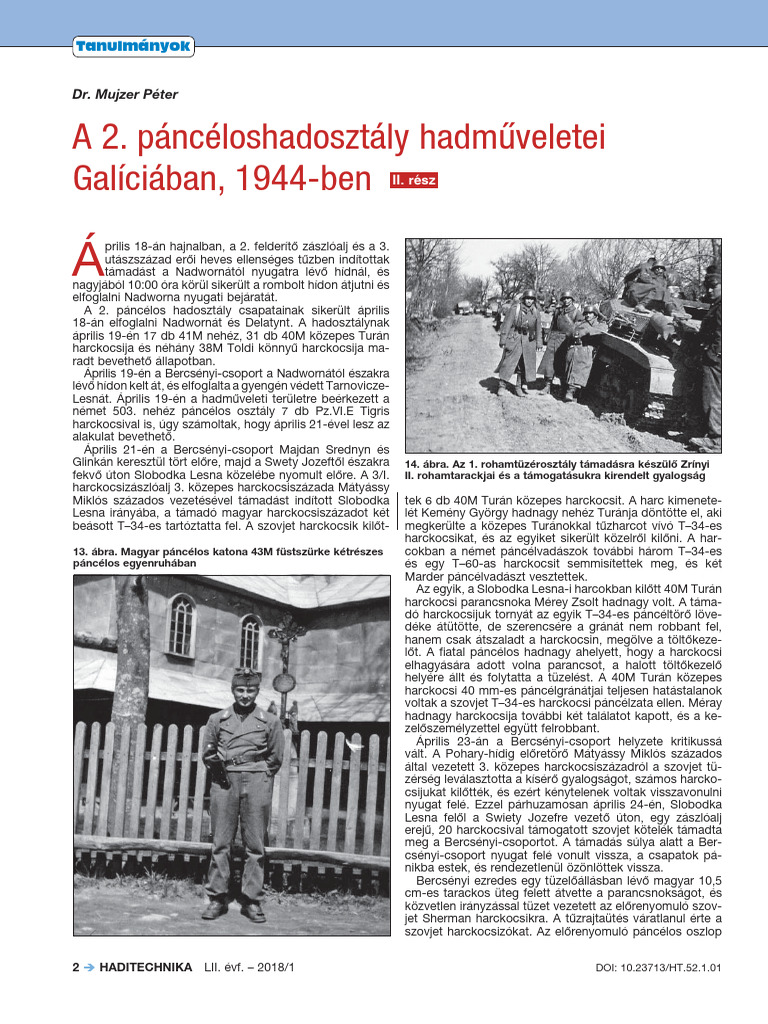 Mujzer Péter - A 2. Páncéloshadosztály Hadműveletei Galíciában 1944-Ben ...