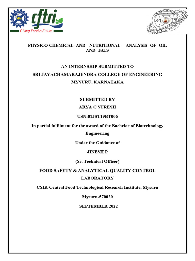 Cftri Report | PDF | Titration | Chemistry