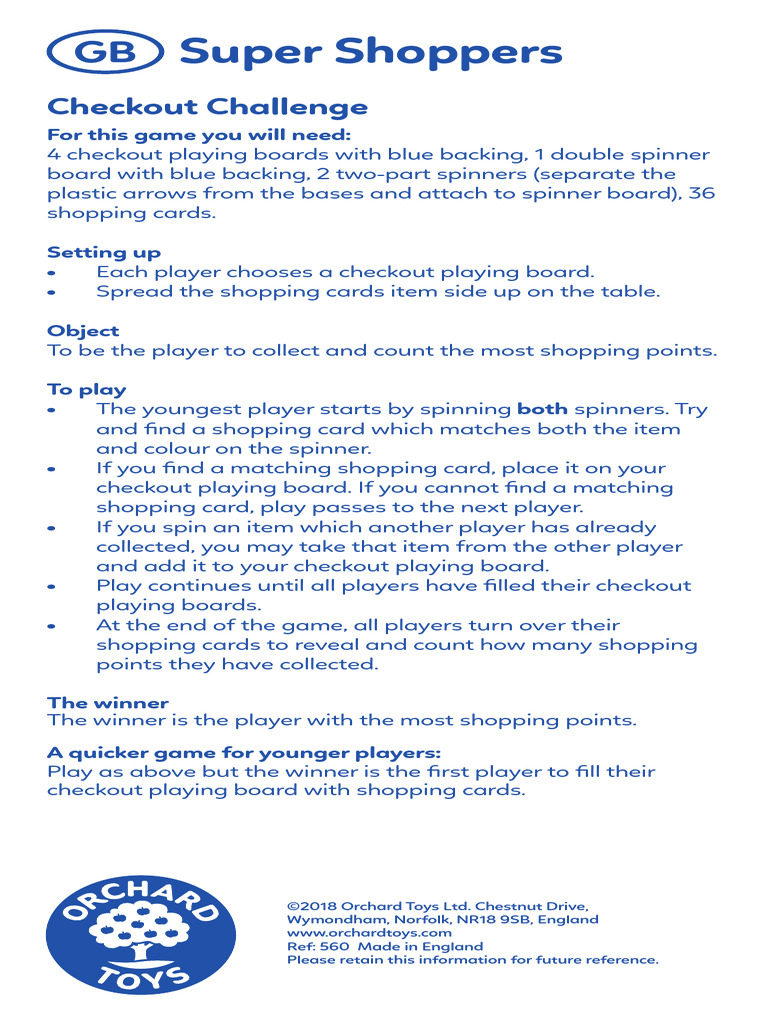 560 Super Shoppers Instructions | PDF