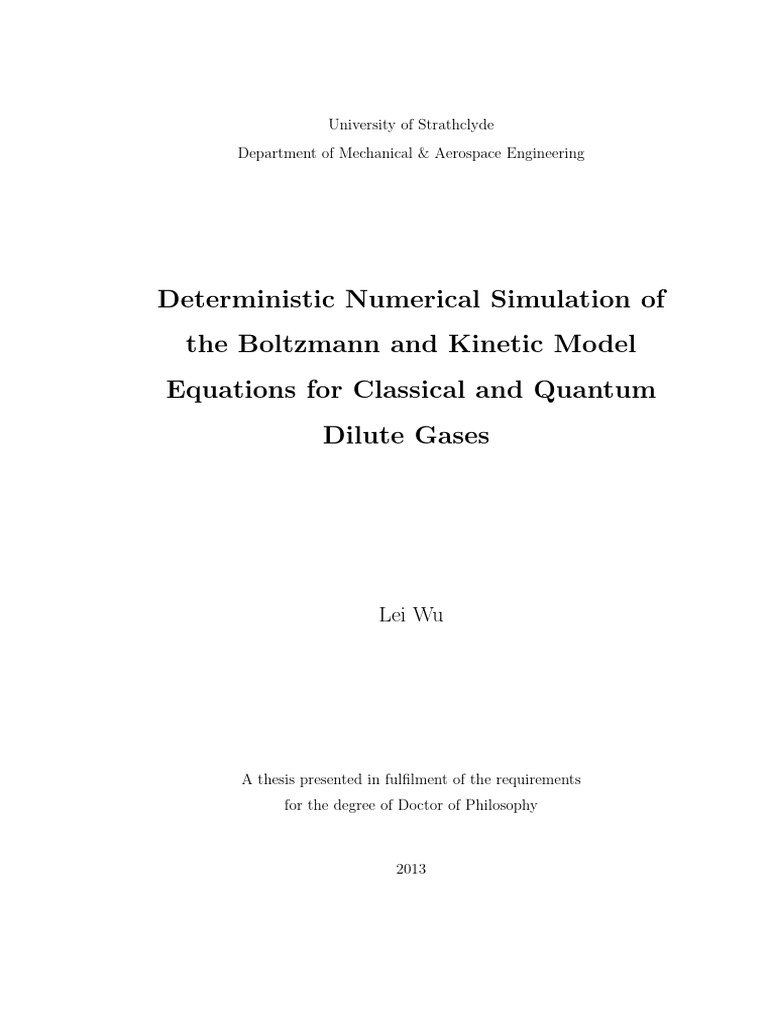 Deterministic Numerical Simulation of The Boltzmann and Kinetic Model ...