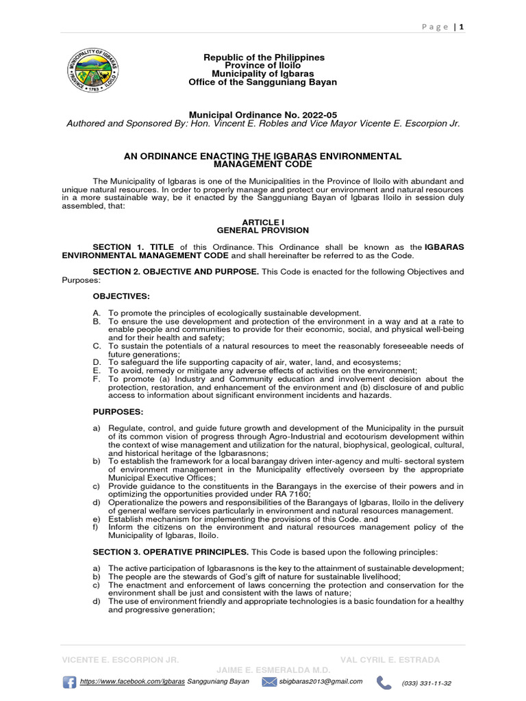 Municipal Ordinance No. 2022-05 (Environmental Code) | Download Free ...