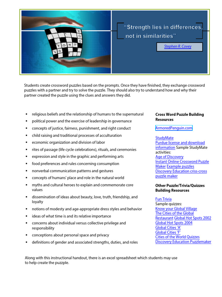 Instructions for Creating Crossword Puzzles | PDF | Crossword | Rituals