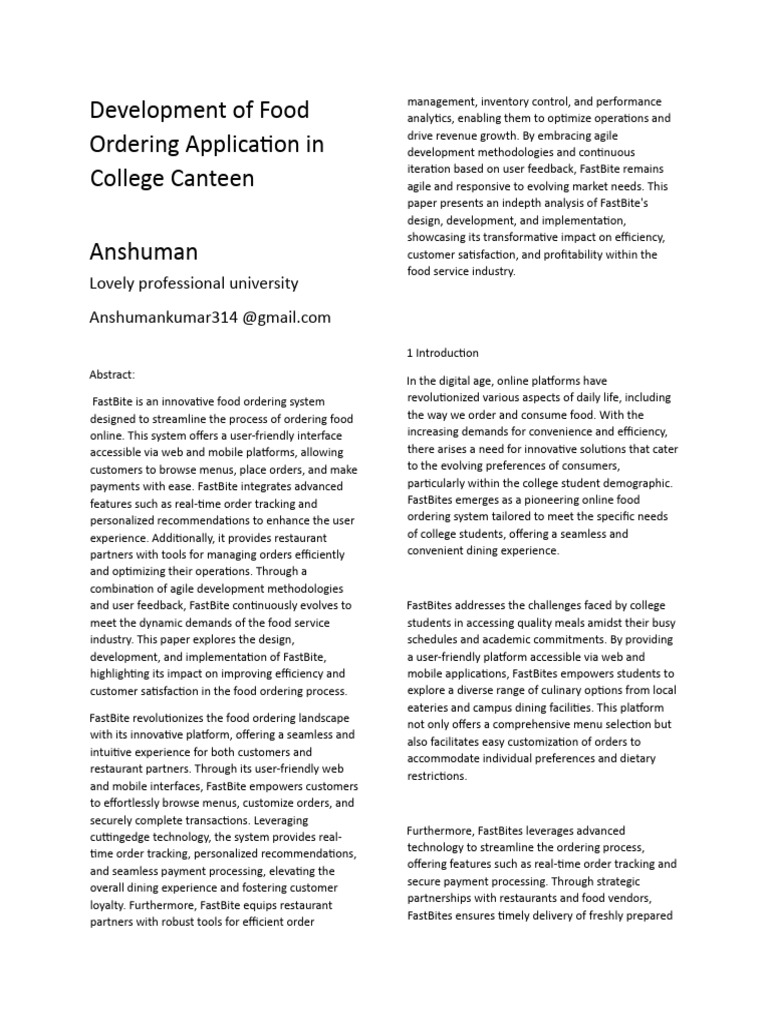 (Anshuman)Development of Food Ordering Application in College Canteen | PDF | Android (Operating ...