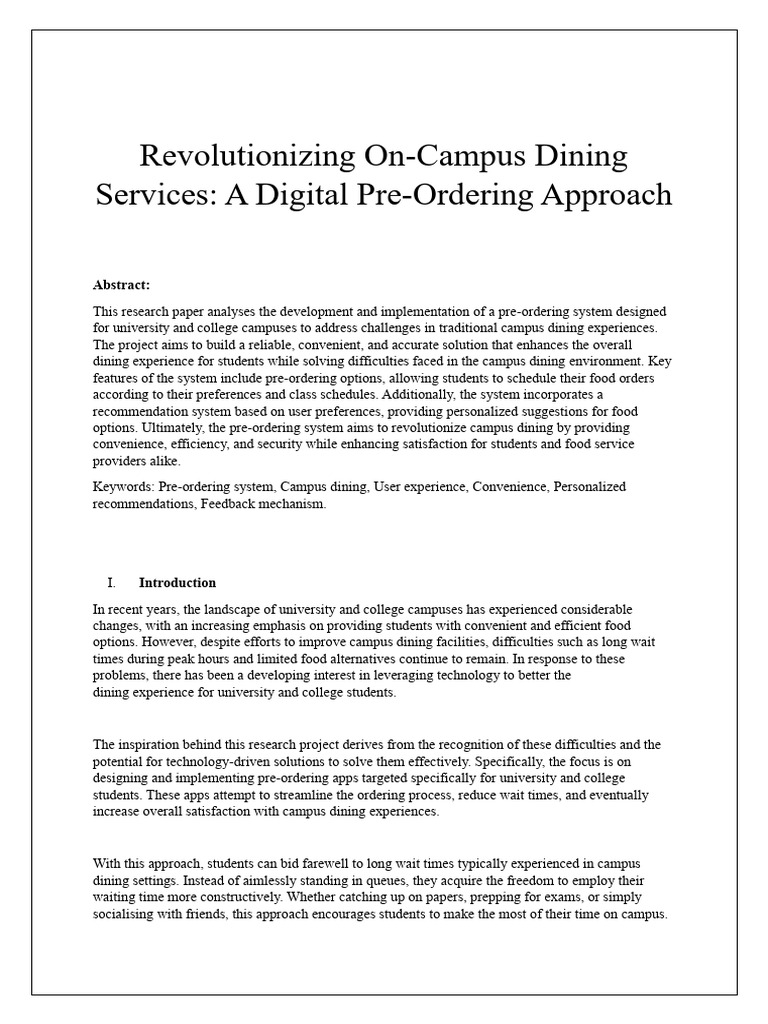 Revolutionizing On-Campus Dining Services - A Digital Pre-Ordering Approach | PDF | Android ...