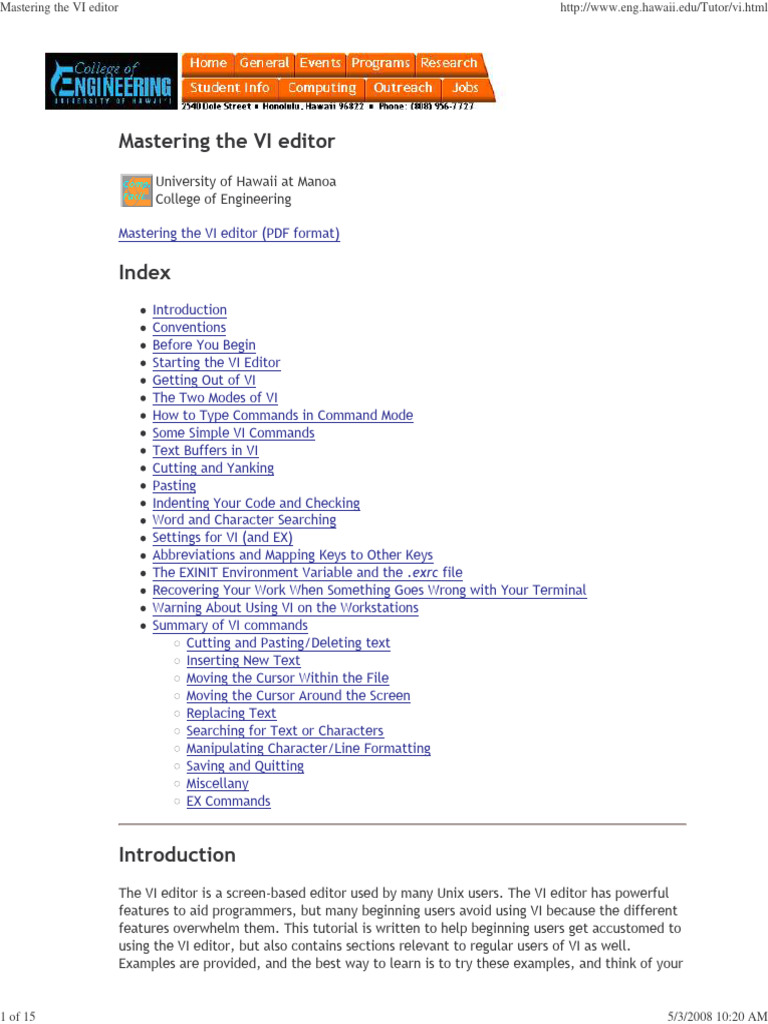 Mastering The VI Editor | Download Free PDF | Computer File | Operating System Technology