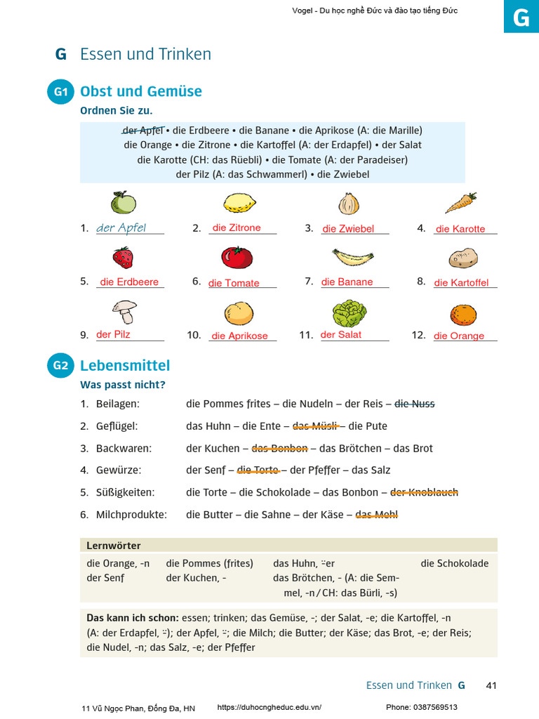 Wortschatz Essen Und Trinken | PDF