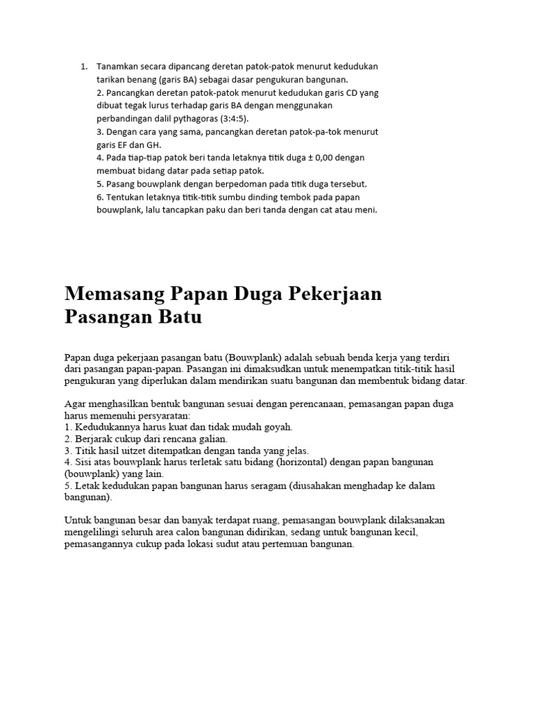 Pemasangan Bouwplank untuk Bangunan | PDF