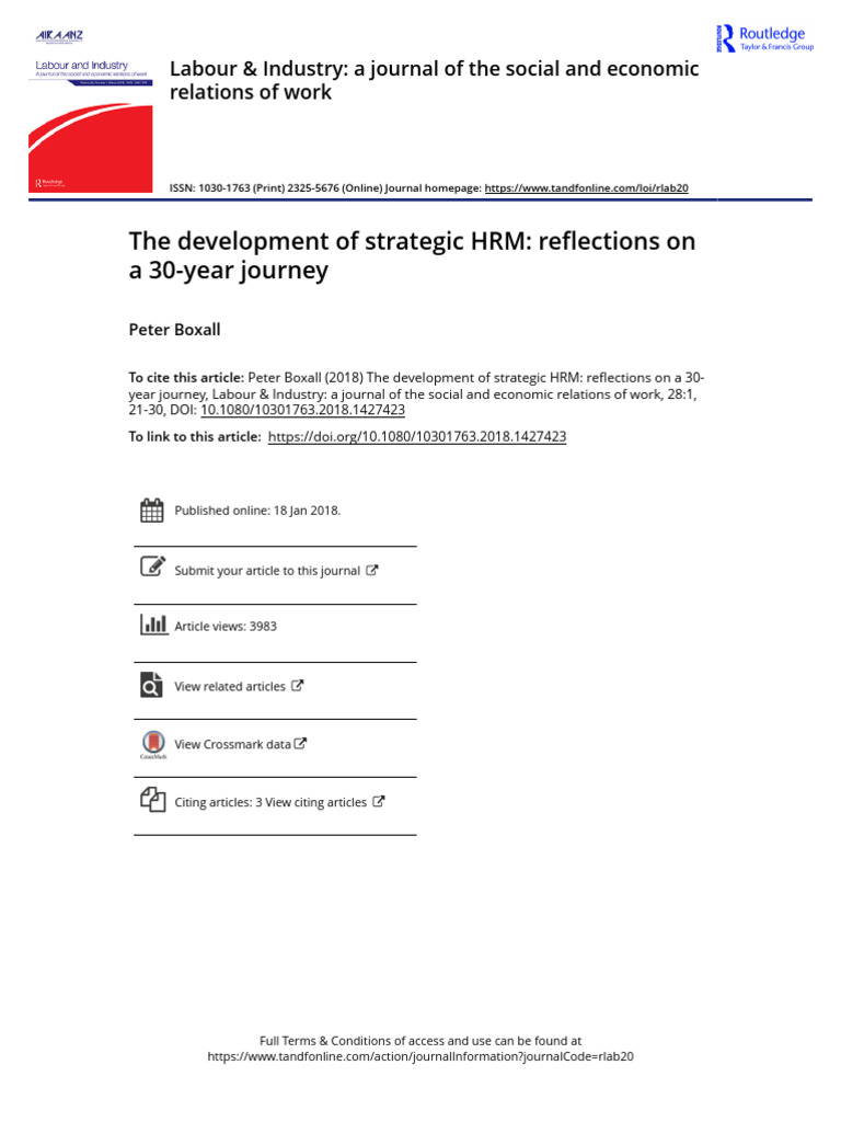 Strategic HRM: 30-Year Reflection | PDF | Human Resource Management | Strategic Management