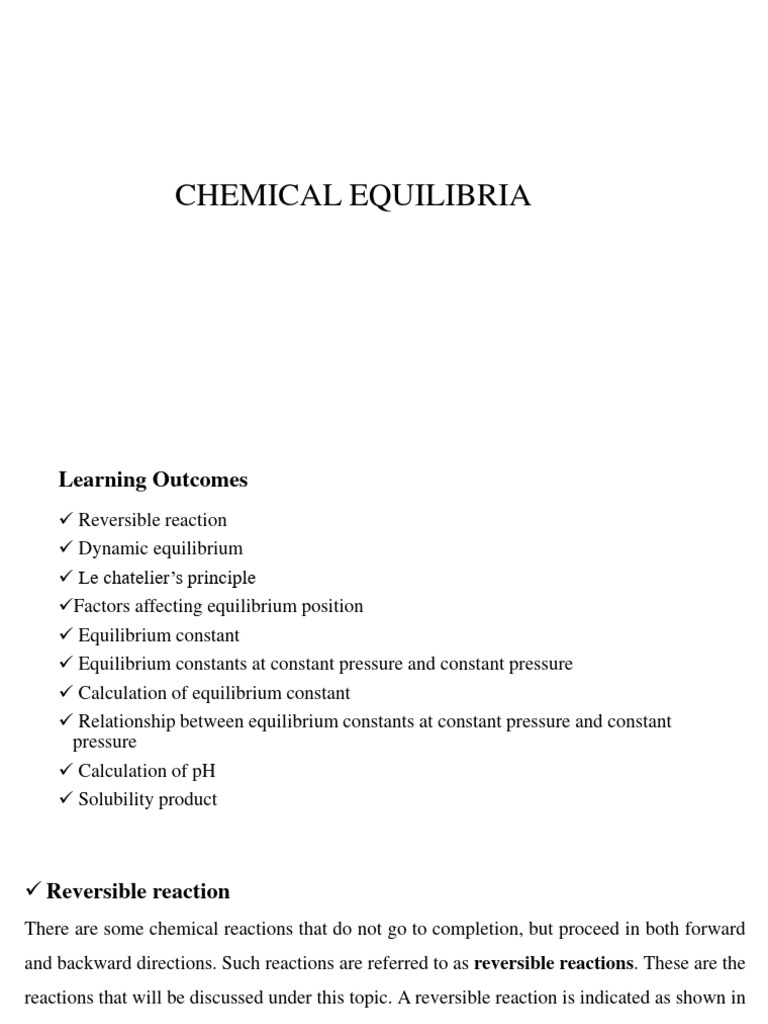 Chemical Equilibria | PDF | Chemical Equilibrium | Ph