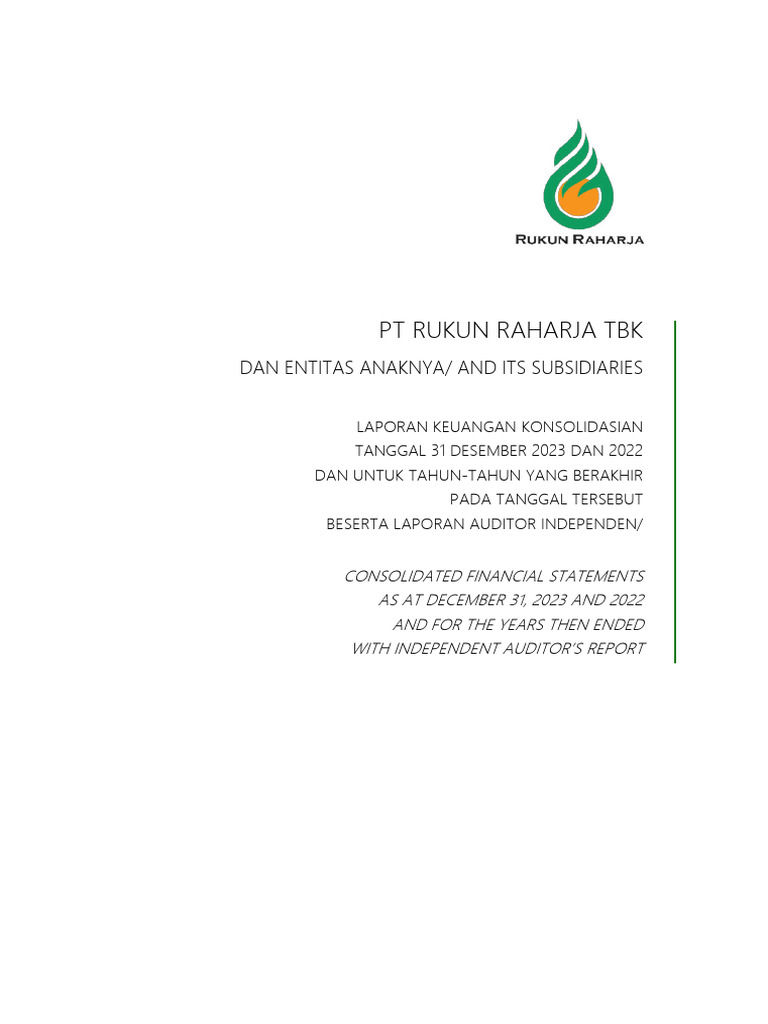 PT Rukun Raharja TBK: Dan Entitas Anaknya/ and Its Subsidiaries | PDF ...
