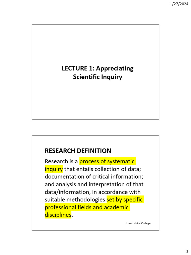 Lecture 1 - Appreciating Scientific Inquiry NOTES | Download Free PDF ...