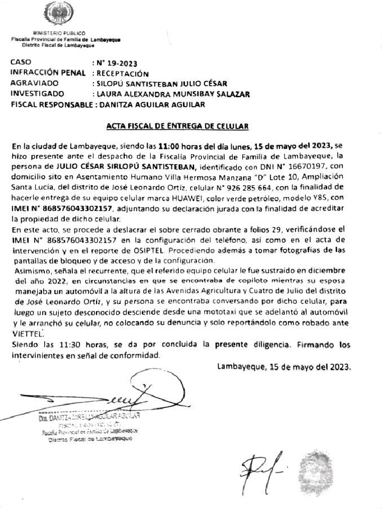 Acta de Celular | PDF