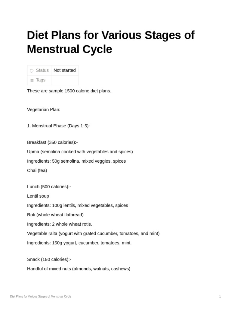 Diet Plan For Various Stages of Menstrual Cycle | PDF | Indian Cuisine ...