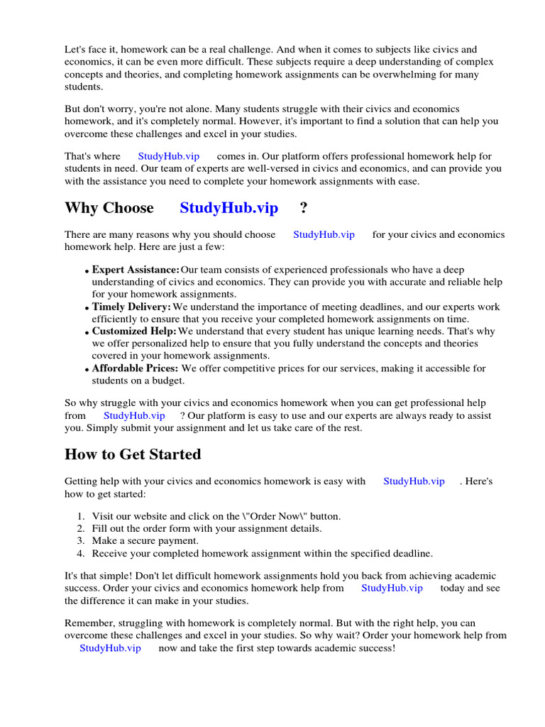 Civics and Economics Homework Help | PDF | Economics | Microeconomics