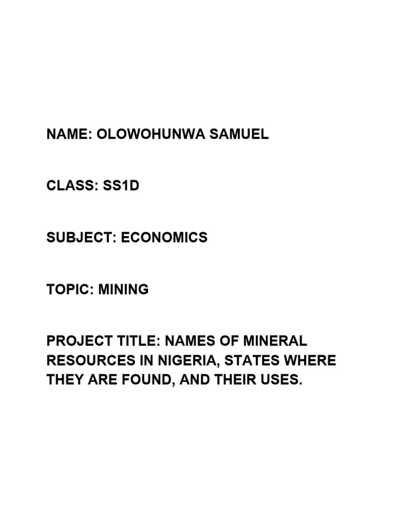 Samuel's School Project | PDF | Chemical Substances | Materials