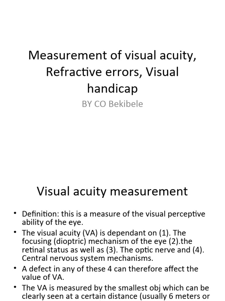 Visual Acuity and Refractive Errors Guide | PDF | Visual Acuity | Eye