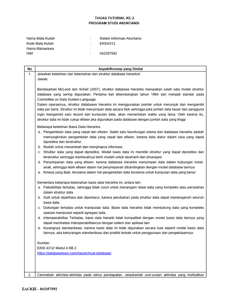 Tugas 2 SIA EKSI4312 | PDF | Pengelolaan Keuangan & Uang