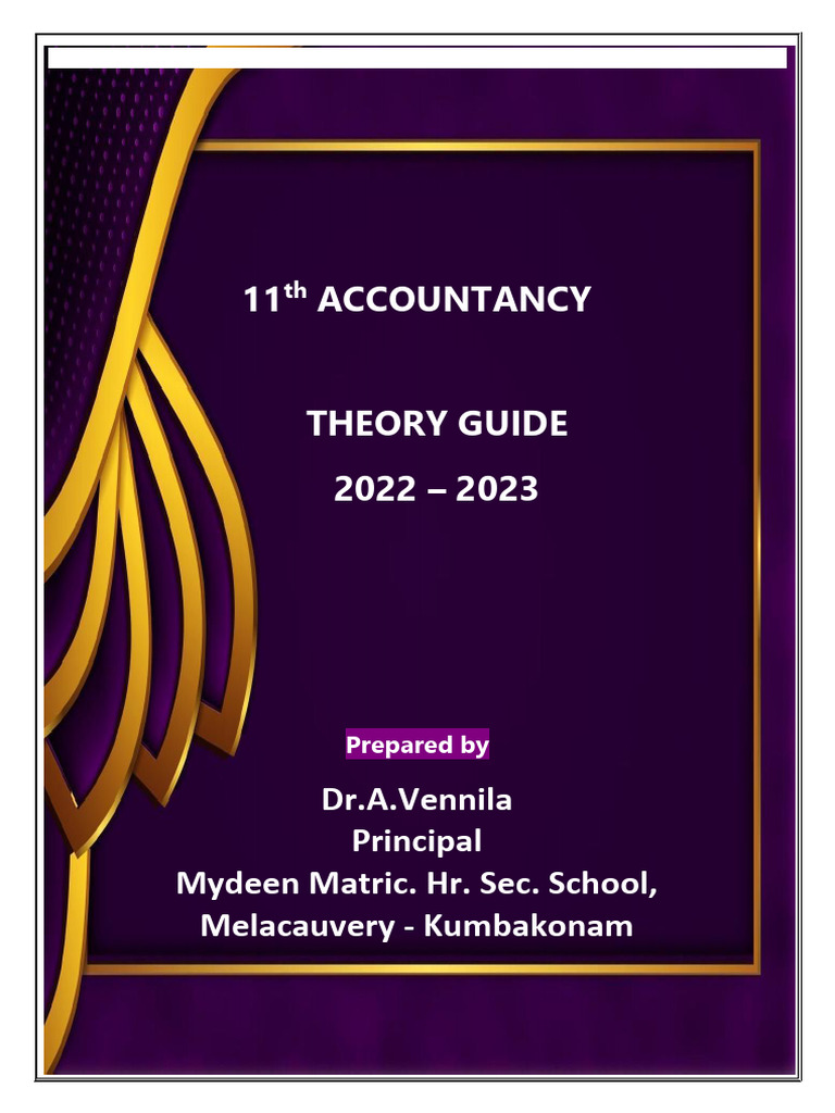 11th Accountancy Theory Guide 2022-2023 | PDF | Debits And Credits ...