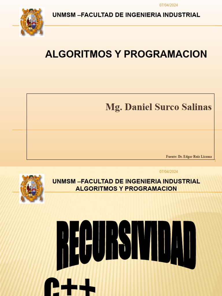 Recursividad en Algoritmos y Programación | PDF | C ++ | Recursividad