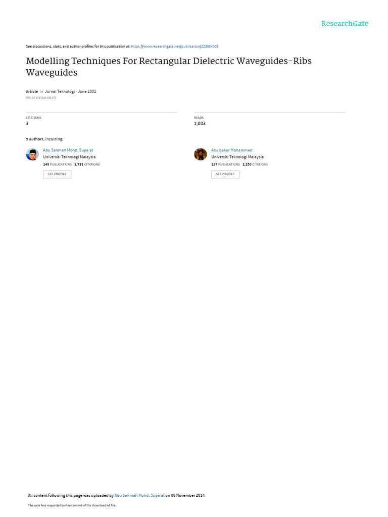 Modelling Techniques For Rectangular Dielectric Wa | PDF | Waveguide | Optics