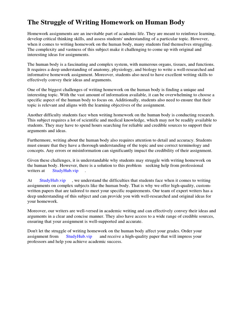 Human Body Homework Ideas | PDF | Homework | Credibility