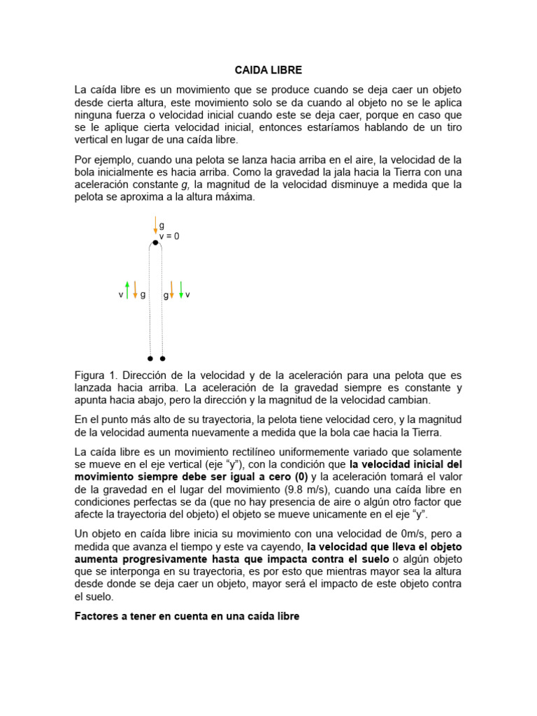 Caida Libre | PDF | Velocidad | Aceleración