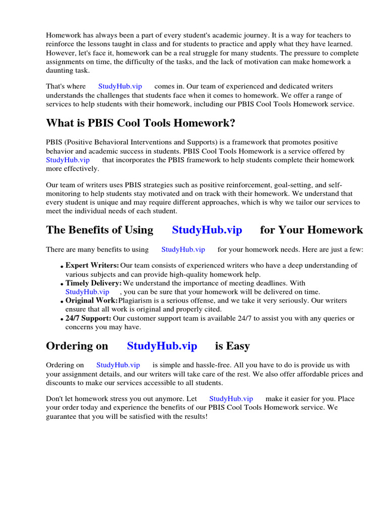 Pbis Cool Tools Homework | Download Free PDF | Behavioural Sciences ...