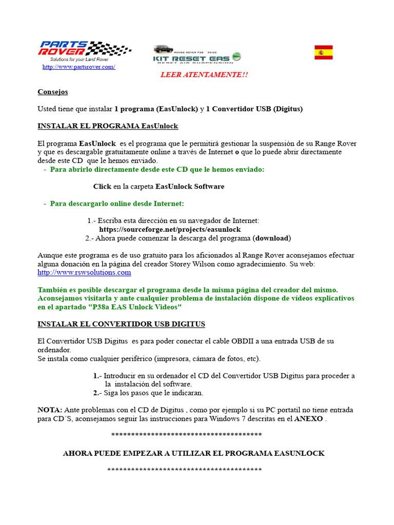 Instruciones Eas Unlock Land Rover en Español | PDF | Microsoft Windows | .NET Framework