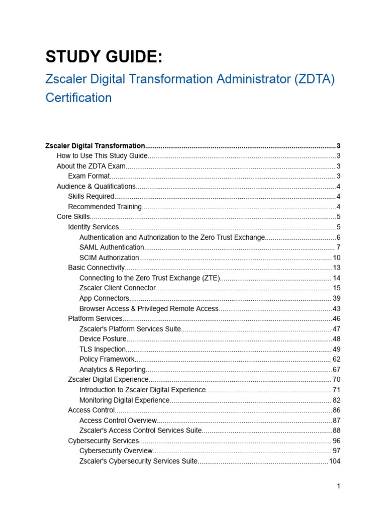Zscaler Digital Transformation Admin Study Guide | PDF | Proxy Server | Domain Name System