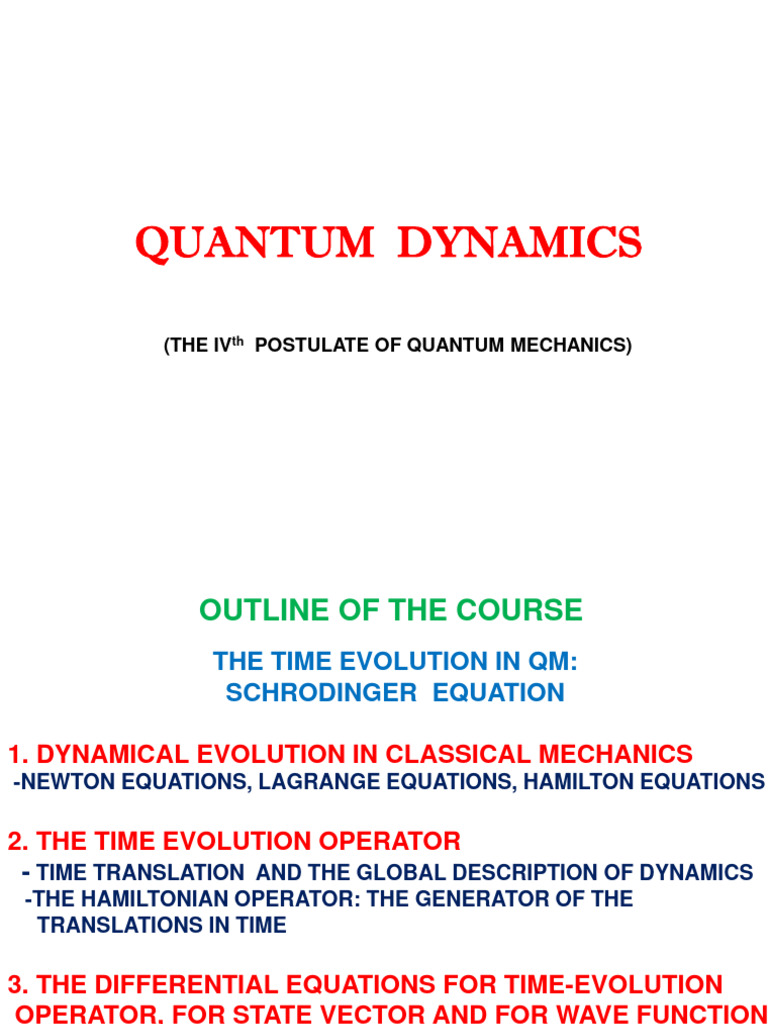 Time Translation Operator in QM | PDF | Hamiltonian Mechanics ...