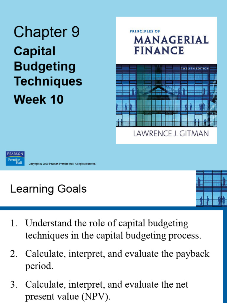 Gitman - PPT - CH09 Capital Budgetting Techniques | PDF | Net Present Value | Capital Budgeting